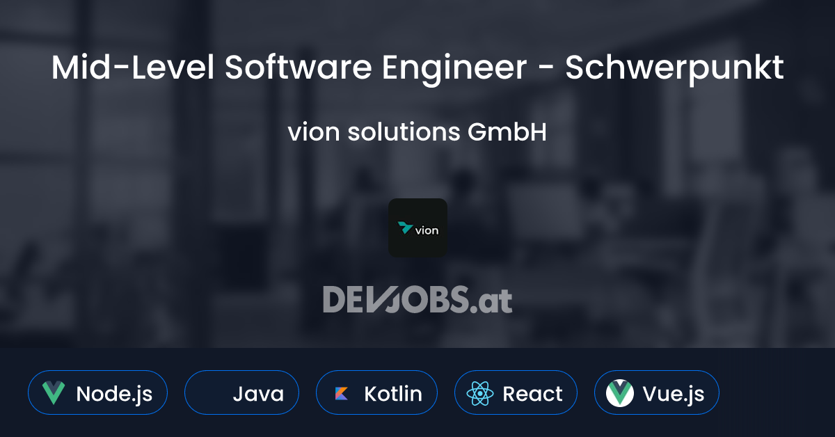 Mid-Level Software Engineer - Schwerpunkt Backend bei vion solutions ...